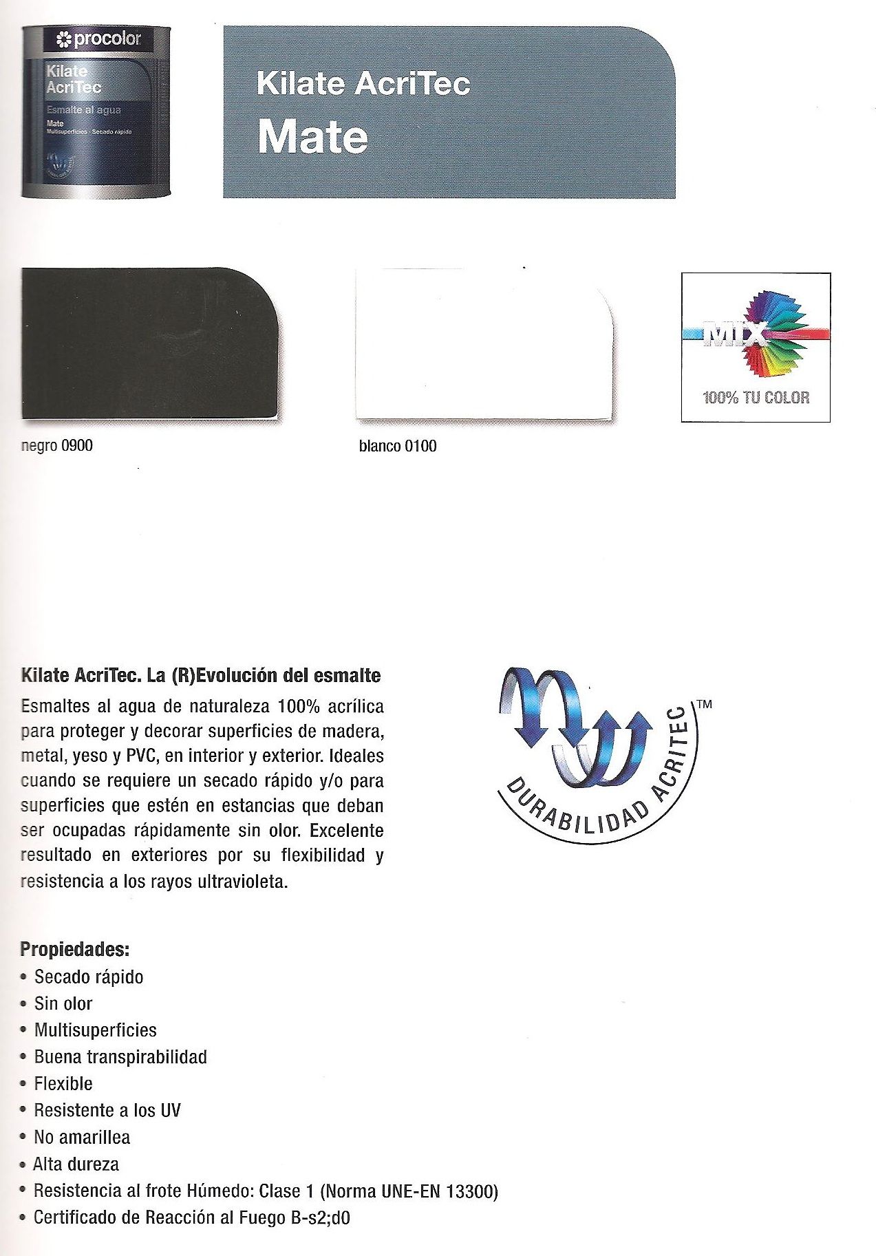 Carta de Colores Procolor Esmalte Kilate Acritec Mate | Pintores en ...