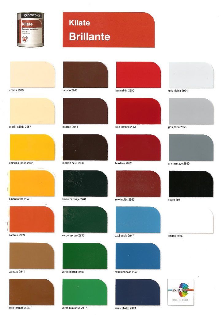 Carta de Colores Procolor Esmalte Sintetico Kilate Brillante | Pintores ...