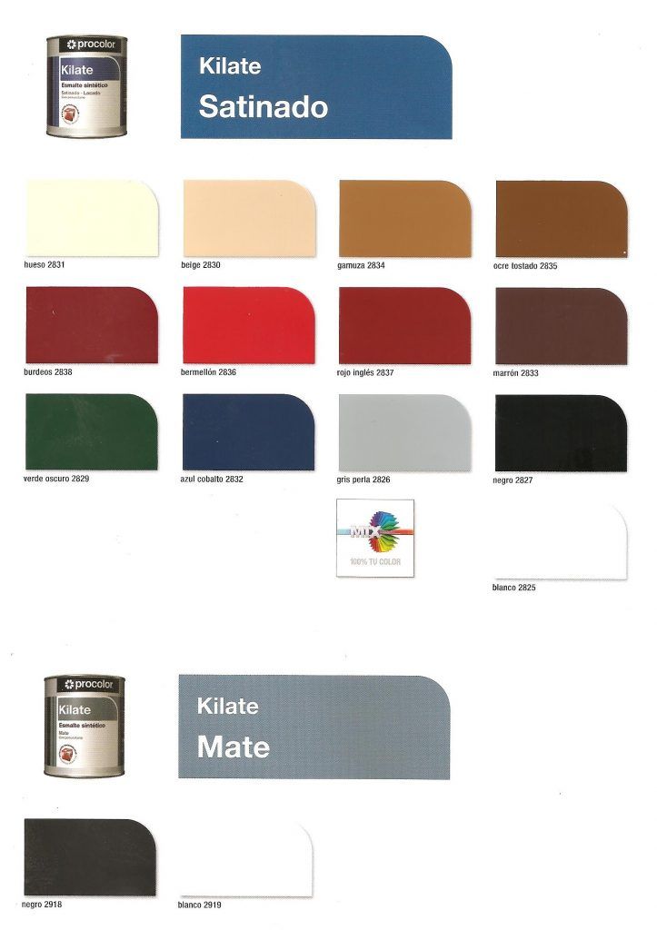Carta de Colores Procolor Esmalte Sintetico Kilate Satinado y Mate ...